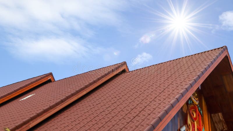 Sun Over the Roof of the House Stock Photo - Image of cloudy ...