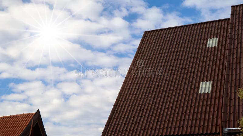 Sun Over the Roof of the House Stock Photo - Image of sunlight, tiled ...