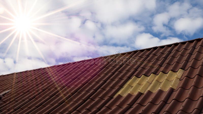 Sun Over the Roof of the House Stock Photo - Image of protection ...