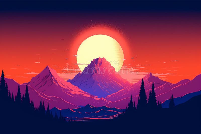 Sun Over Snowy Mountains, Beautiful Mountain Landscape. AI Generated ...