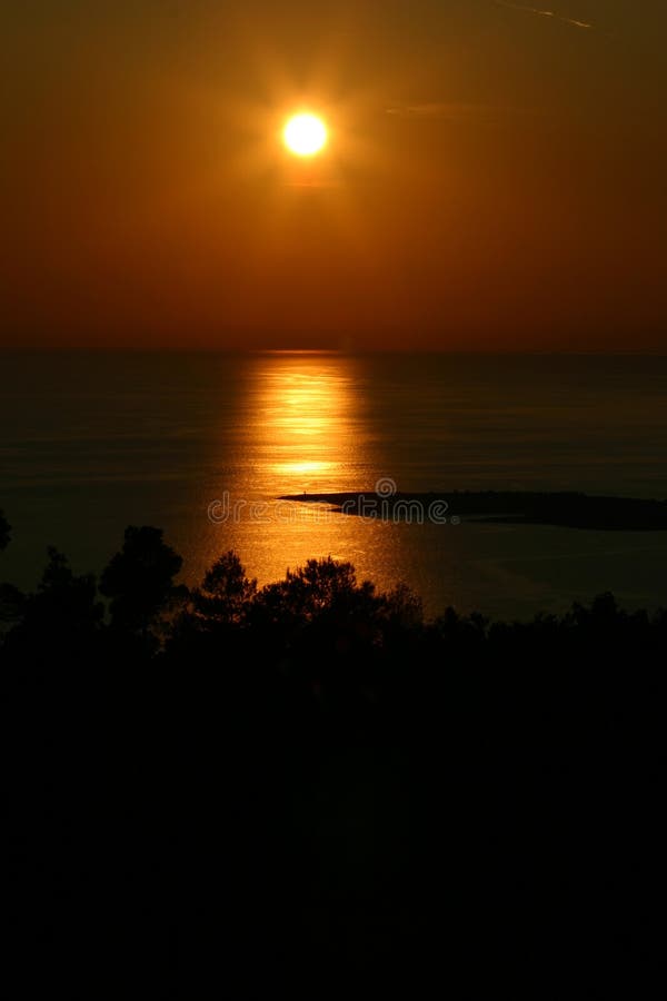 Sun over the water stock image. Image of landscape, background - 194371