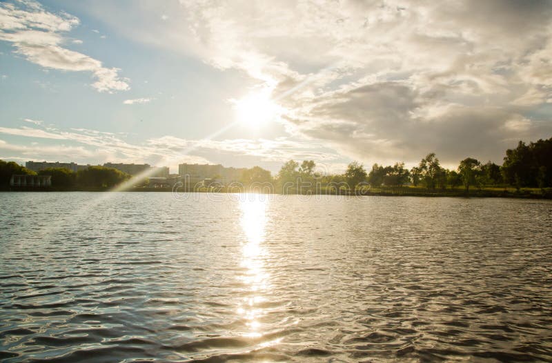 Sun Over the Water on Summer Day Stock Photo - Image of relax, season ...