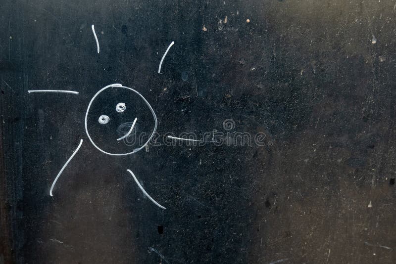 Sun Painted with Chalk on a School Blackboard Stock Photo - Image of ...