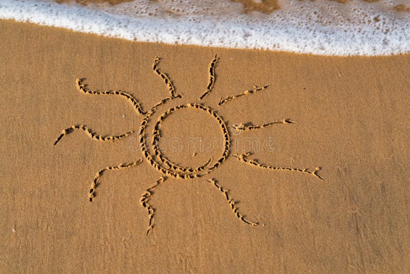 Sun Painted on Sea Sandy Beach Stock Photo - Image of colour, healthy ...