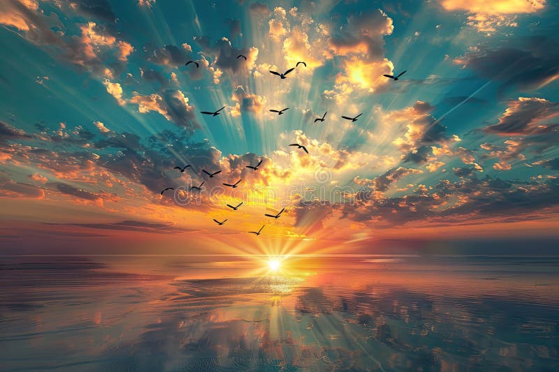 The Sun is Peeking through the Clouds during Sunset Stock Image - Image ...