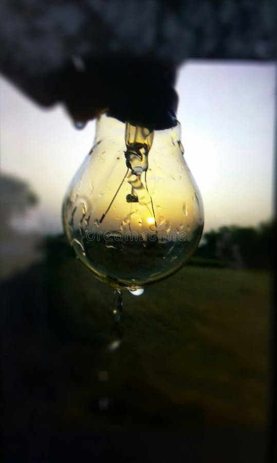 Sun pic shows in a bulb stock photo. Image of shining - 92155334