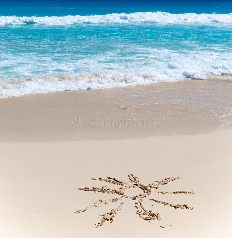 Sun-a Picture on Sand.Close Up in a Sunny Day Stock Photo - Image of ...