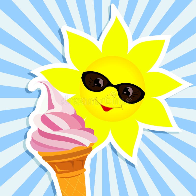 Sun with pink ice cream stock vector. Illustration of glasses - 25773326