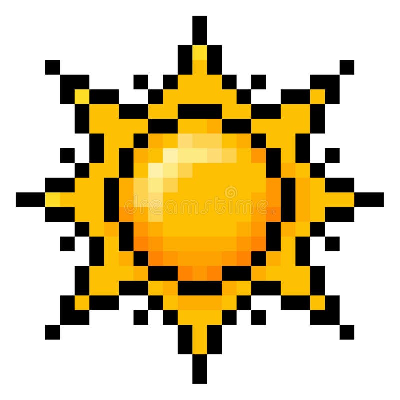 Sun Pixel Art Icon on White Background Stock Illustration ...