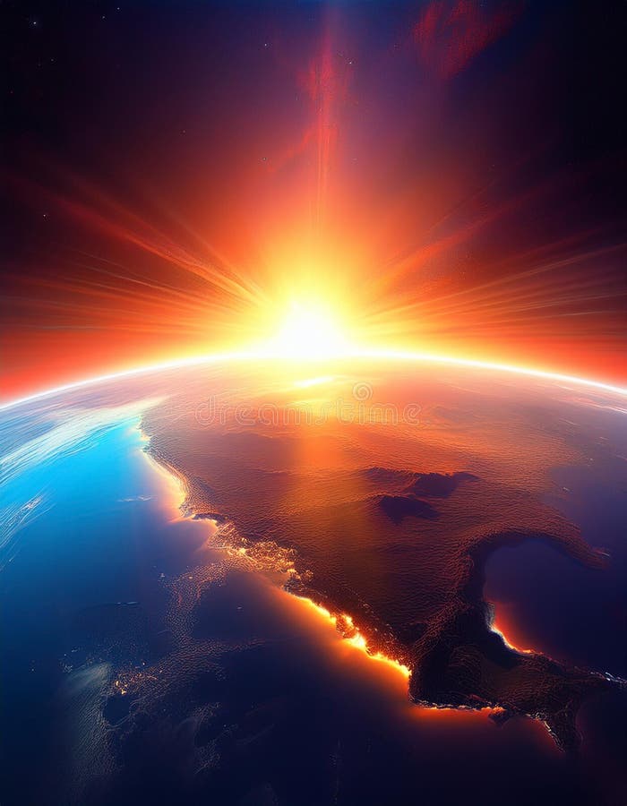 Sun on planet earth stock illustration. Illustration of screenshot ...