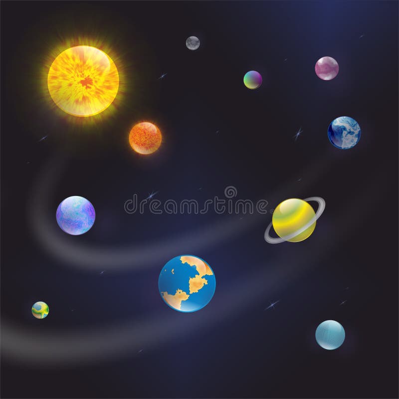 Sun and Planets in the Galaxy Stock Illustration - Illustration of ...