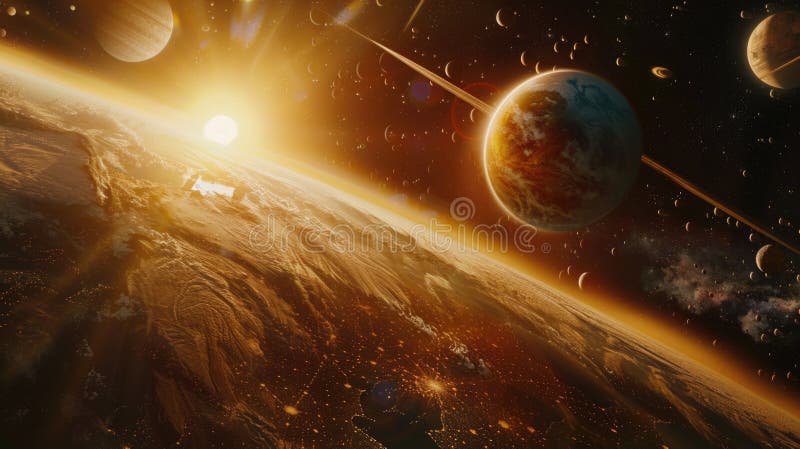 Sun and Planets in a Mesmerizing Space View, Ideal for Educational ...