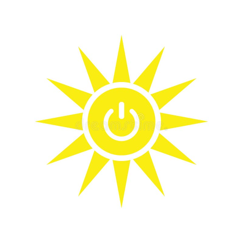 Sun with Power Button Symbol Stock Vector - Illustration of sign ...