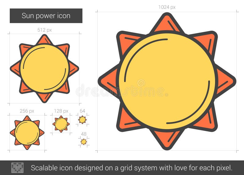 Sun power line icon. stock vector. Illustration of ecological - 80697647