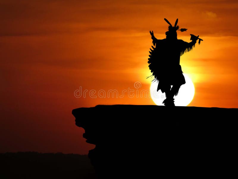 Native American Silhouette With Sun Stock Image - Image of north, metal ...