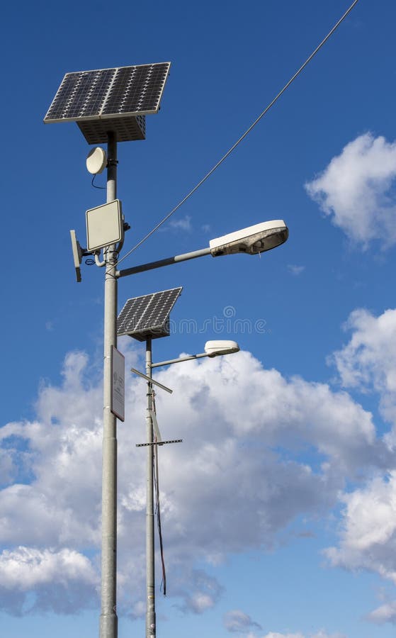 Street Light Classic, with Modern Spotlight Stock Photo - Image of ...