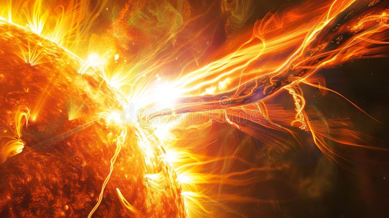 Sun during a Powerful Solar Flare, Showcasing Intense Light and Fiery ...
