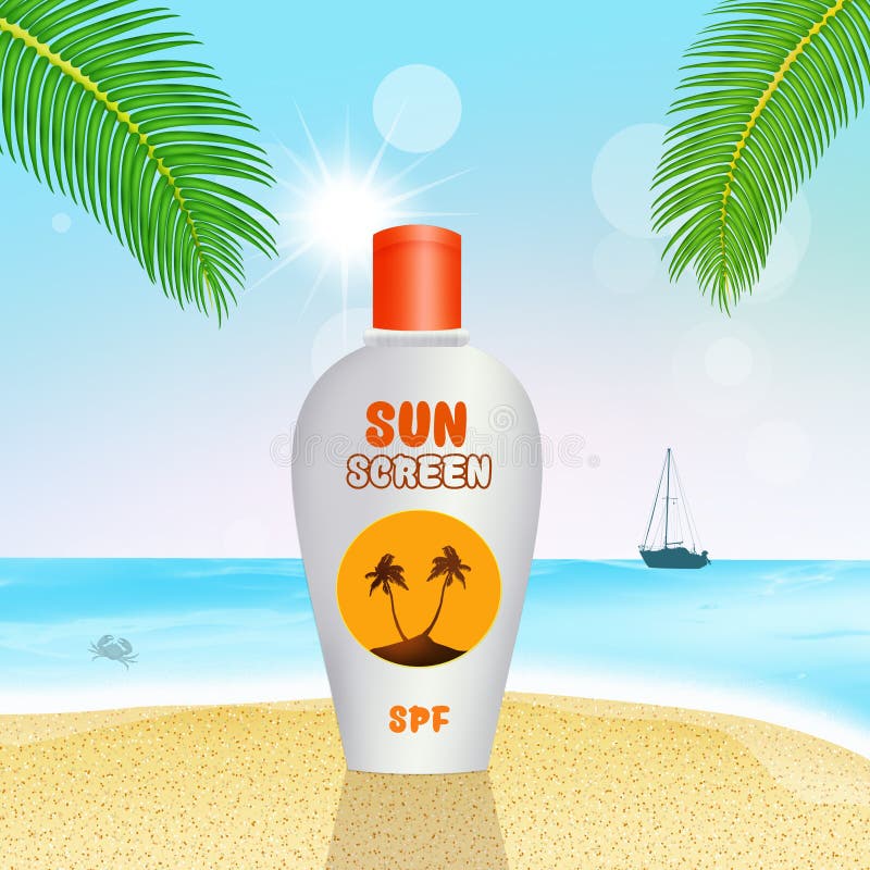 Sun Protection on the Beach Stock Illustration - Illustration of screen ...