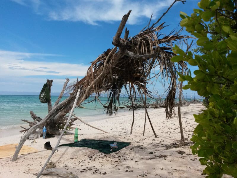 Sun Protection on Cuba Beach Stock Photo - Image of beach, protection ...