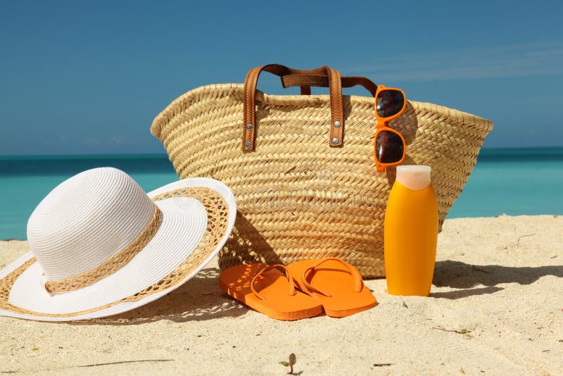 Sun Protection Gear on the Sand Stock Image - Image of resort ...