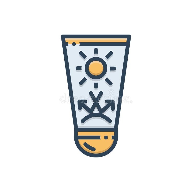 Color Illustration Icon for Sun Protection, Cream and Sunblock Stock ...