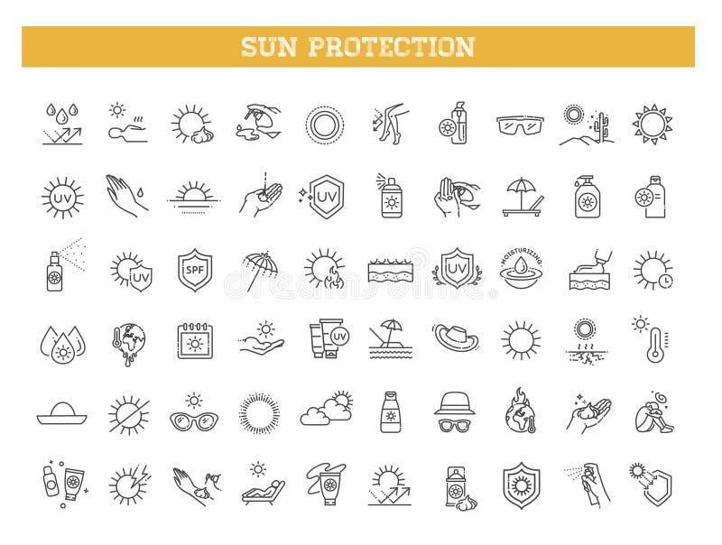 Sun Protection Icons. UV Protection Icon Set Stock Illustration ...