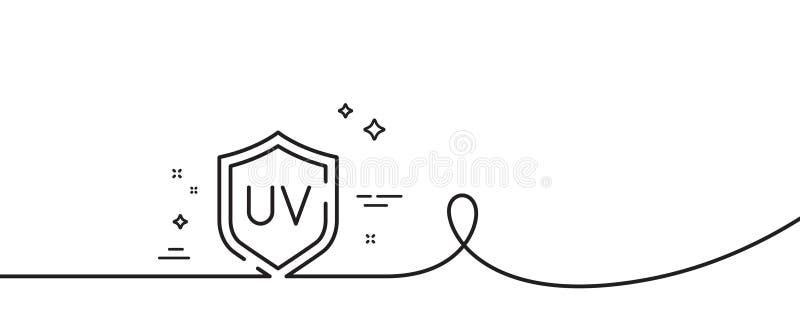 Sun Protection Line Icon. Uv Protect Sign. Continuous Line with Curl ...