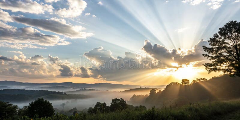 Sun Radiation in Clouds in Morning Stock Illustration - Illustration of ...
