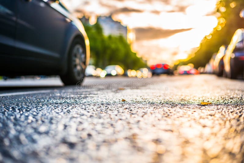 Sun after the Rain in the City, Driving Car Stock Photo - Image of ...