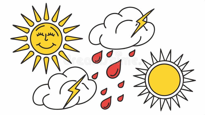Sun and Rain Clouds Vector, Weather Contrast and Nature Design Element ...