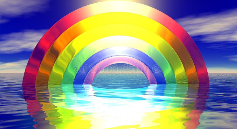 Sun and Rainbow stock illustration. Illustration of landscape - 4363048