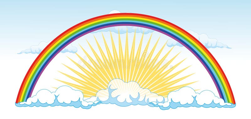 Sun and a Rainbow after the Rain - Vector Illustra Stock Illustration ...