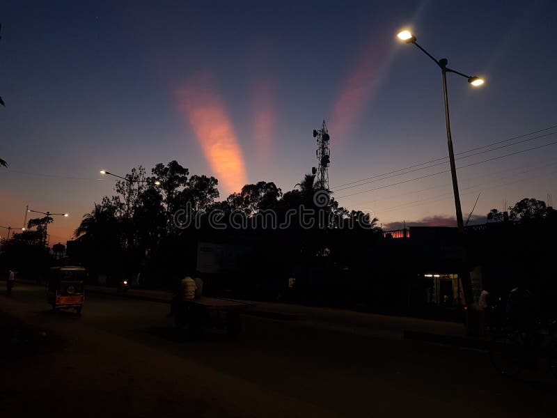 The sun ray in evening stock photo. Image of lamp, tree - 145936324