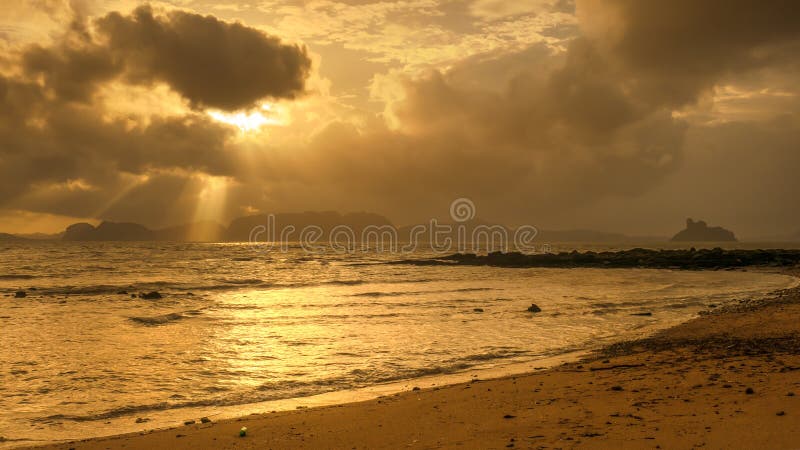 Sun ray at sea stock image. Image of sunbeam, view, beach - 79349697