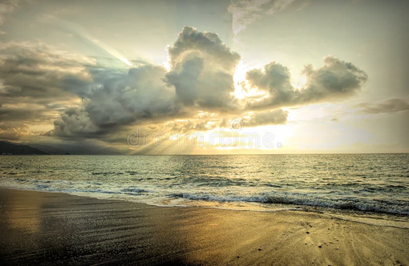 Sun Ray Sunset Clouds stock image. Image of color, horizon - 144464769