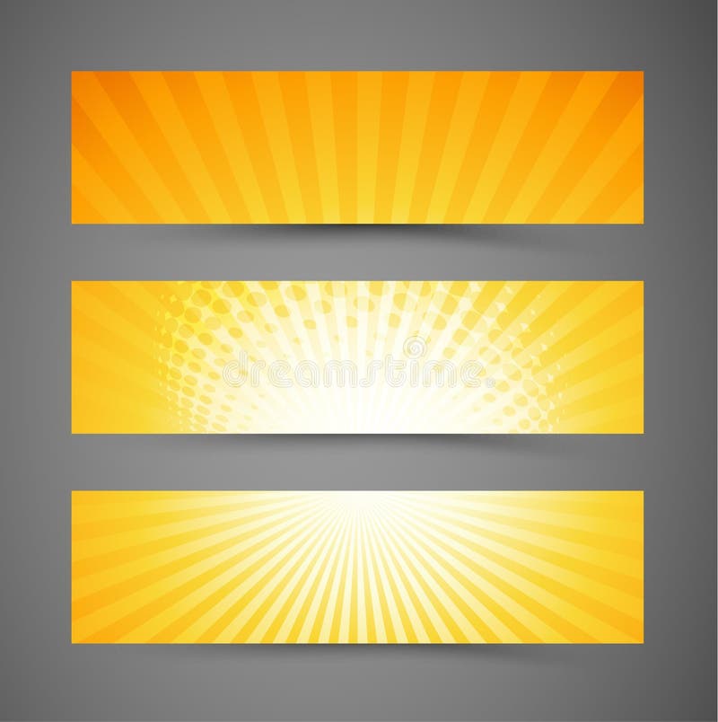 Sun-rays abstract banners stock vector. Illustration of summer - 74373875