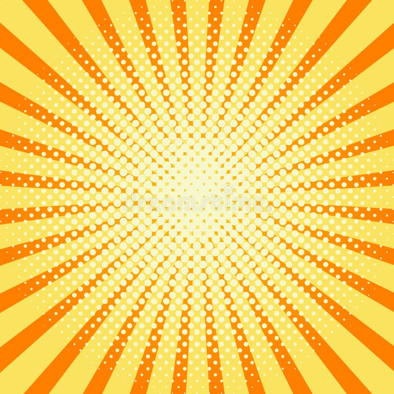 Retro Comic Book Background. Vintage Yellow Sun Rays Stock Vector ...