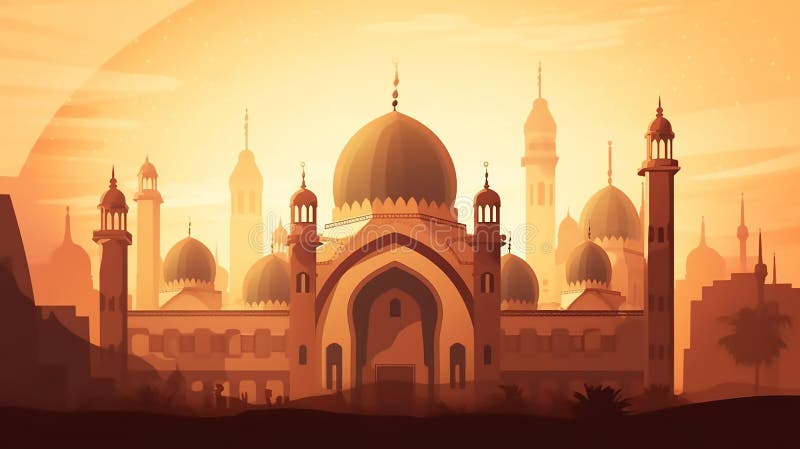 Sun Rays Beaming through Spectacular Domes of a Mosque. Beautiful ...