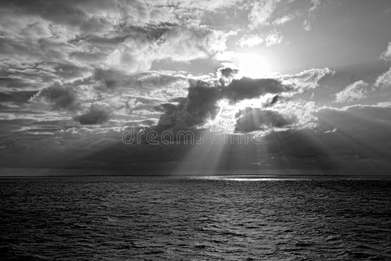 Sun Rays in Black and White Stock Image - Image of tropical, rain: 13455113