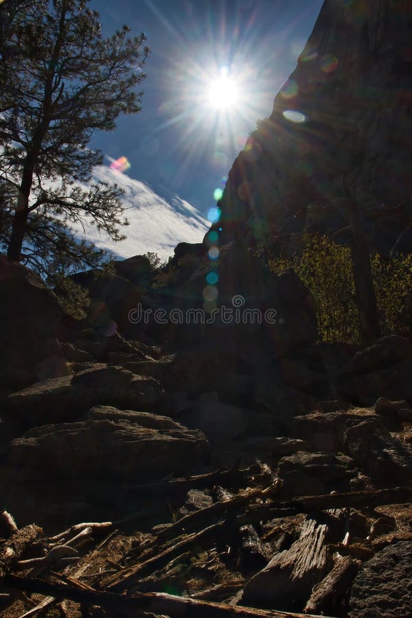 Sun Rays in a Blue Sky at Devil S Tower Stock Photo - Image of scenery ...