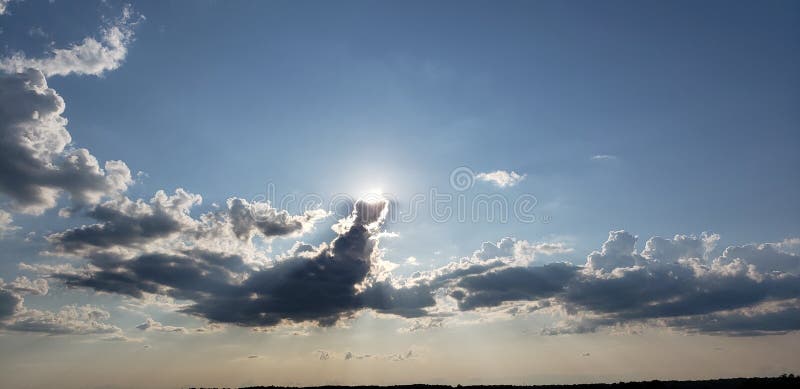 Sun rays blue sky cloud stock image. Image of blue, rays - 164891113