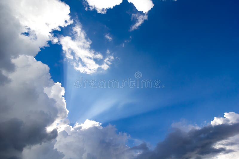 Sun rays in blue sky stock image. Image of summer, travel - 76850391