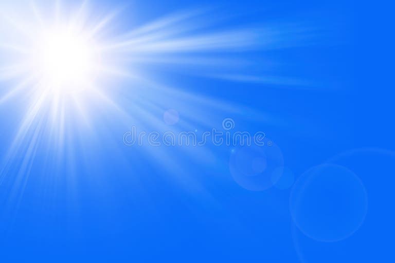 Sun Rays in a Blue Sky _ Paradise Stock Illustration - Illustration of ...