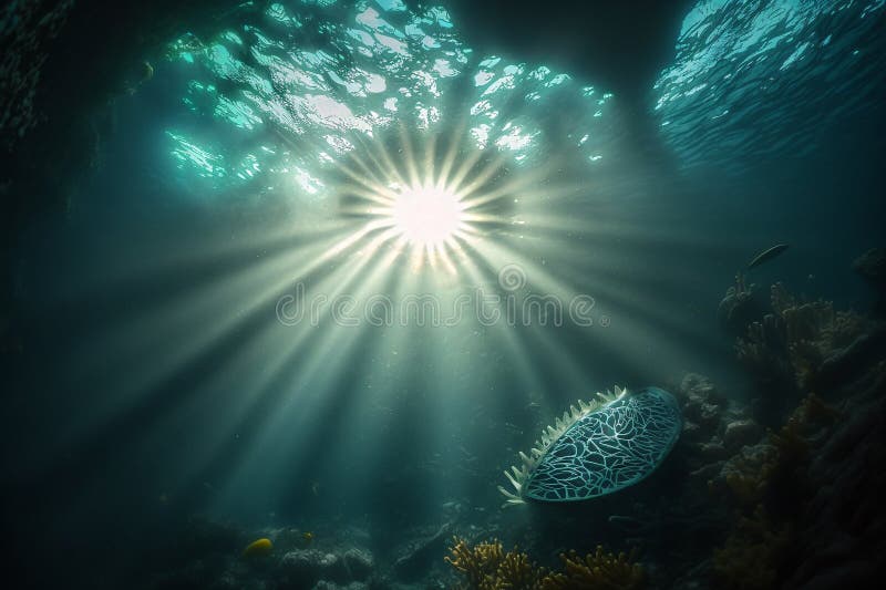 The Sun Rays Break through the Water into the Underwater World ...