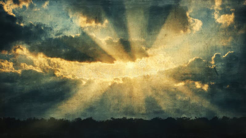 Sun Rays Breaking through Clouds. AI Generated Stock Illustration ...