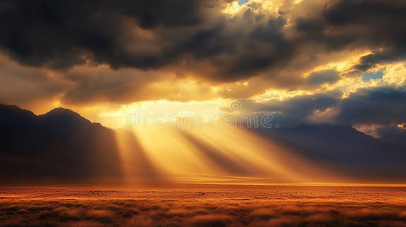 Sun Rays Breaking through Clouds Over Mountains for Easter Hope ...