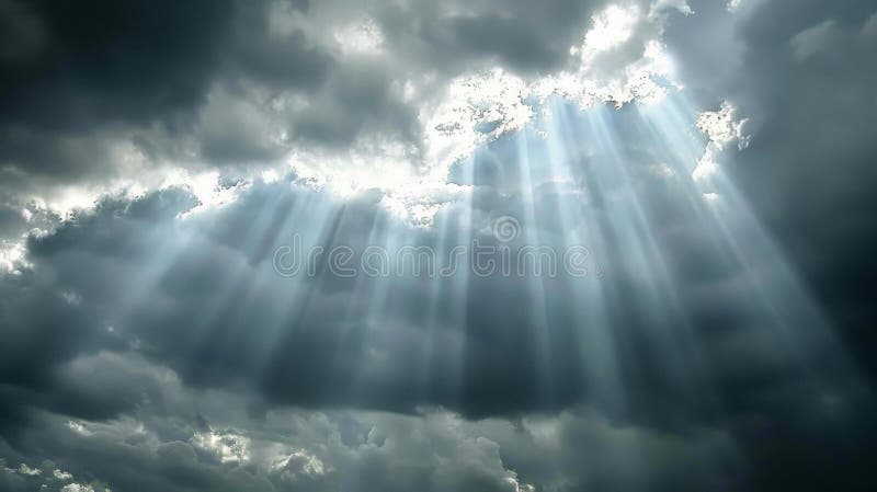 Sun Rays Breaking through Storm Clouds Stock Illustration ...