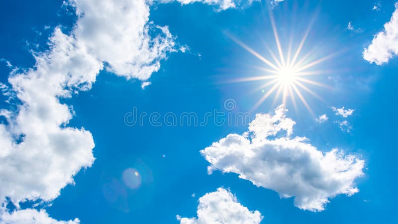 Bright sun on blue sky stock photo. Image of weather - 97064286