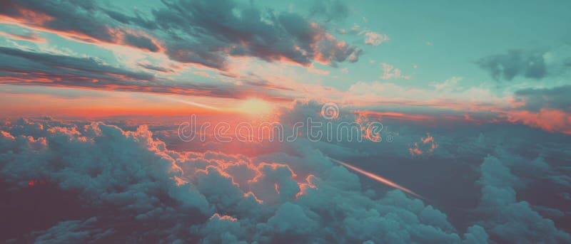 Vibrant Sun Rays Overlay with Dramatic Cloud Formations at Sunset Stock ...