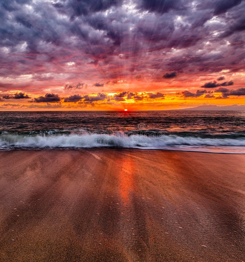 Inspirational Ocean Sunset Sun Rays Vertical Stock Image - Image of ...